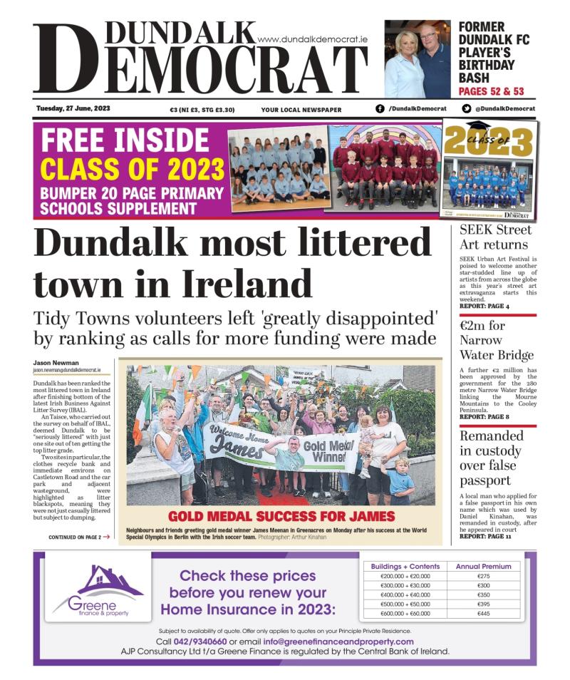This week's Dundalk Democrat front page - Louth Live
