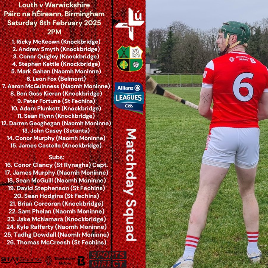 Louth hurling team named to play Warwickshire - Louth Live